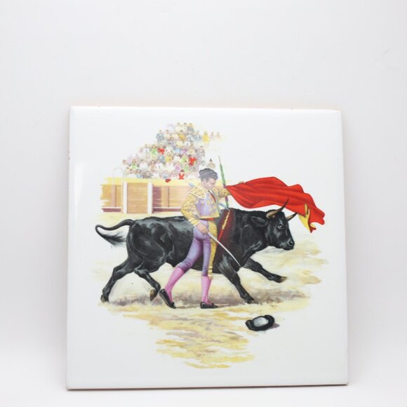 Kitchen | Vintage Spanish Matador Bullfighting Ceramic Tile Made In ...